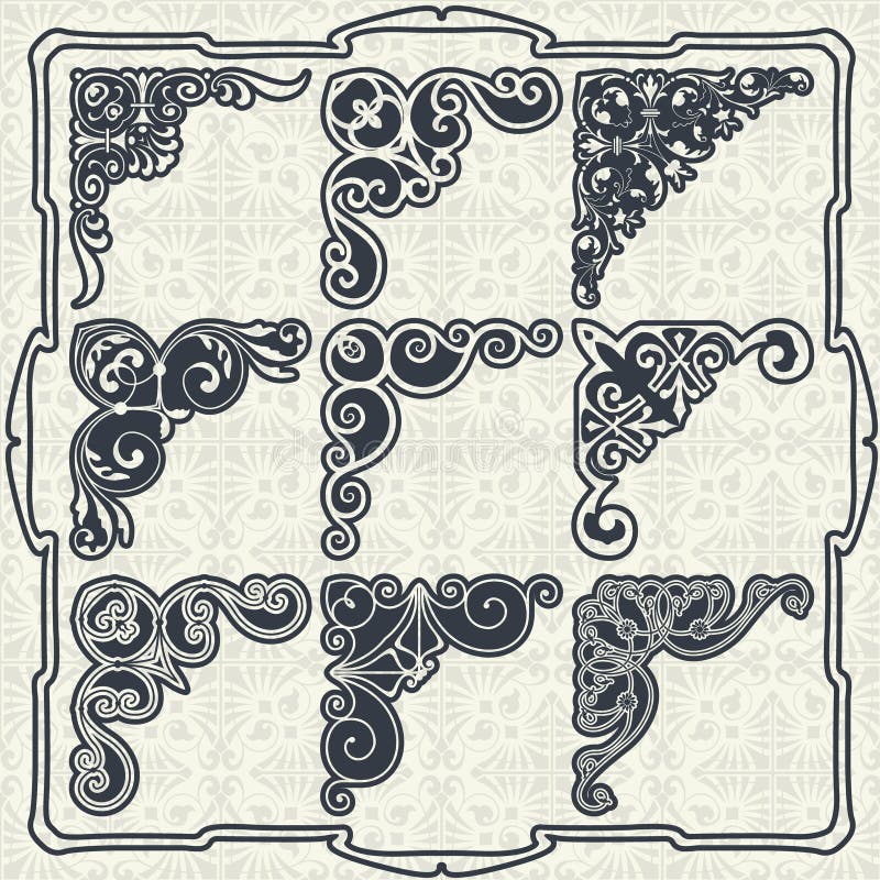 Vintage Design Elements Corners Stock Vector - Illustration of curve ...