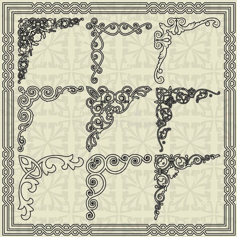 Vintage Design Elements Corners Stock Vector - Illustration of flower ...