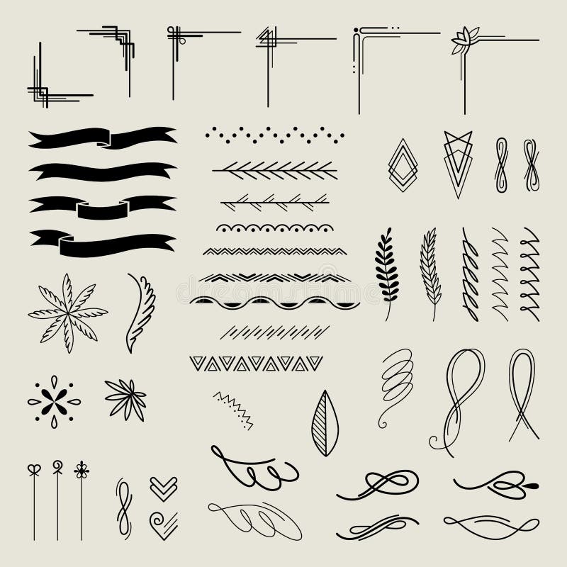 Vector Calligraphic Element Border Corner Frame and Invitation Collection. Decoration ...