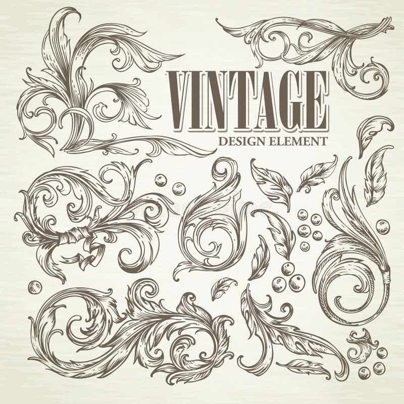 Vintage Design Elements. Retro Card Stock Vector - Illustration of ...