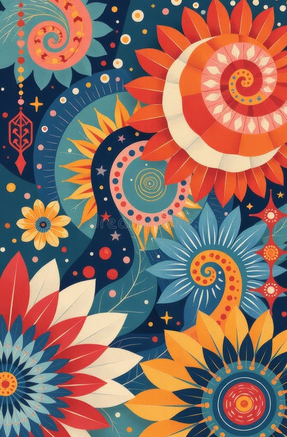 Vintage Design with Elements of the 60s or 70s, for Example, Bright ...