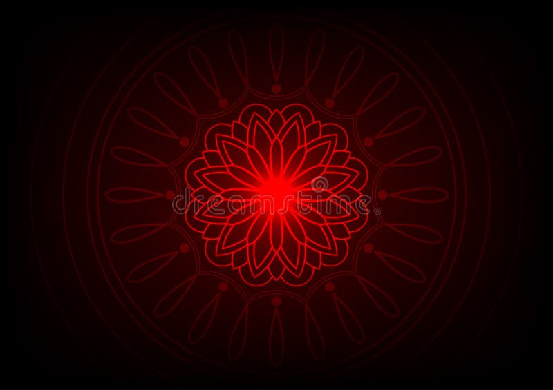 Vintage Design Red Mandala Flower Pattern Background Stock Vector ...