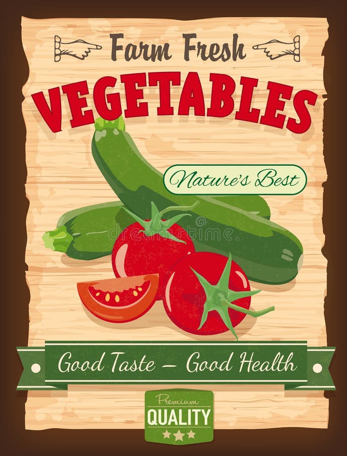 Vintage Design Vegetables Poster Stock Vector - Illustration of natural ...