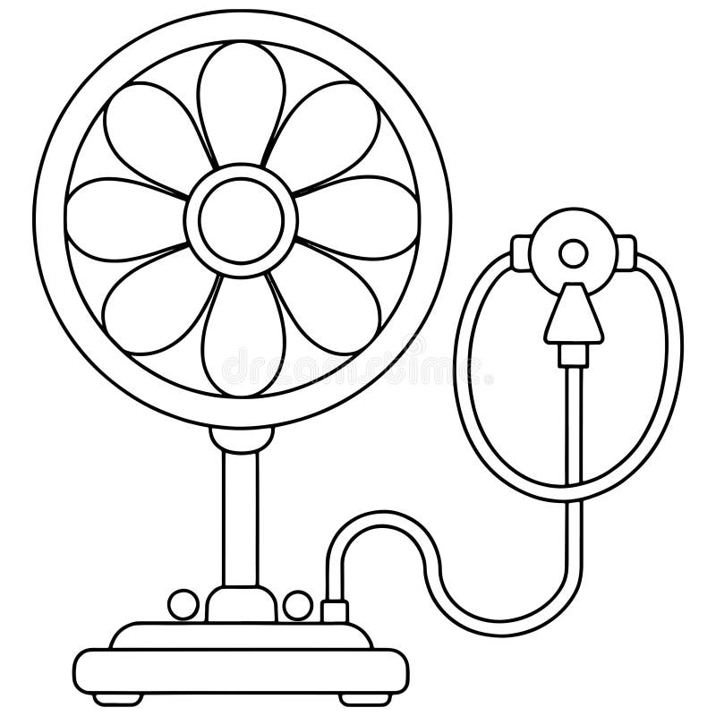 Vintage Desk Fan Line Drawing Illustration Design Element Stock Vector ...