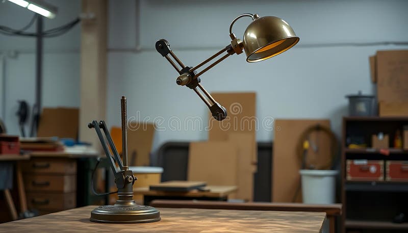 Vintage Desk Lamp in Workshop, Retro Lighting, Workbench Lamp ...
