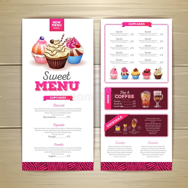 Vintage Dessert Menu Design. Sweet Cupcake Stock Vector - Illustration ...