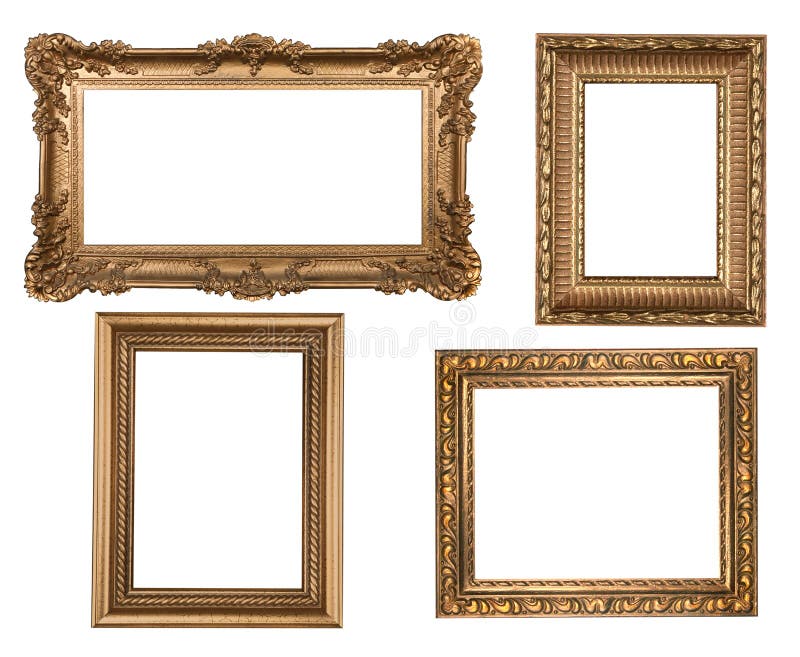 Vintage Detailed Gold Empty Picure Frames Stock Image - Image of ...