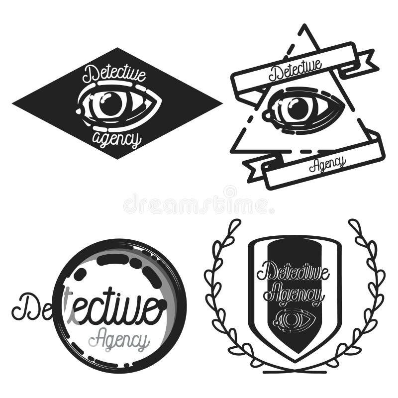 Vintage Detective Agency Emblems Stock Vector - Illustration of hand ...