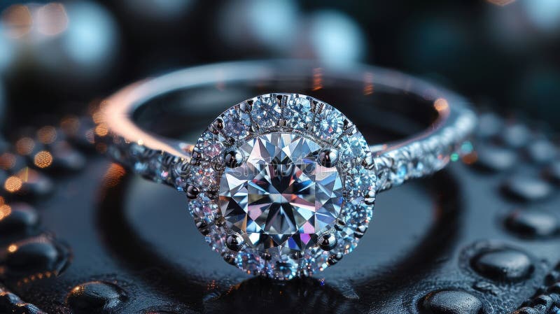 Vintage Diamond Engagement Ring Lying on the Table Stock Photo - Image ...