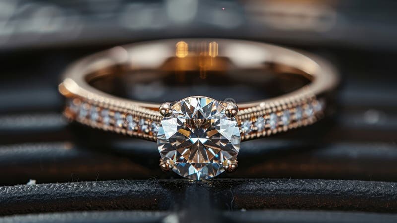 Vintage Diamond Engagement Ring Lying on the Table Stock Illustration ...