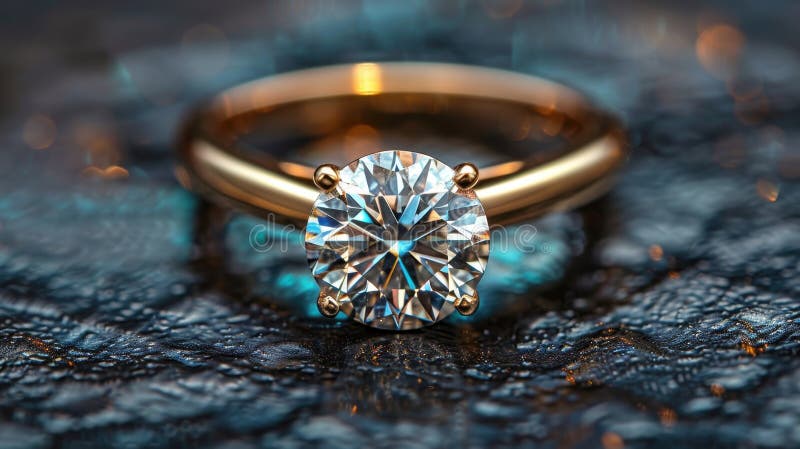 Vintage Diamond Engagement Ring Lying on the Table Stock Illustration ...