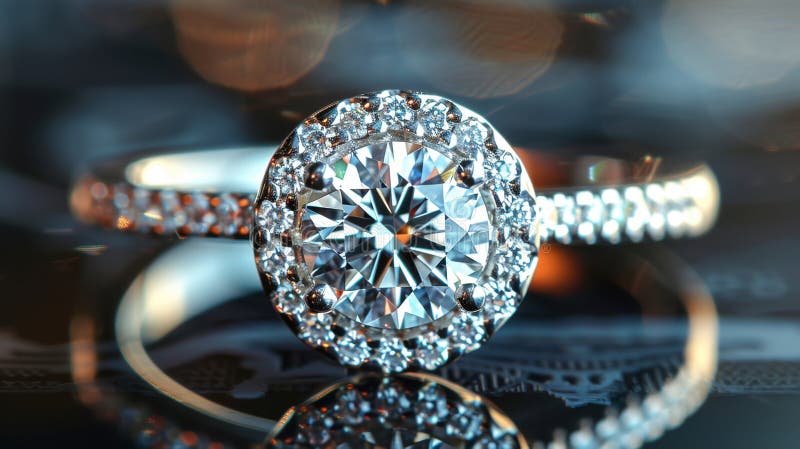 Vintage Diamond Engagement Ring Lying on the Table Stock Illustration ...