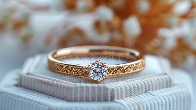 Vintage Diamond Engagement Ring Lying on the Table Stock Illustration ...