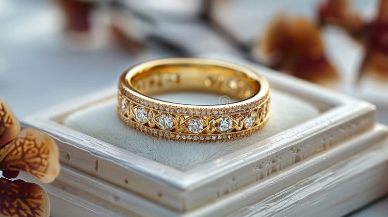 Vintage Diamond Engagement Ring Lying on the Table Stock Illustration ...