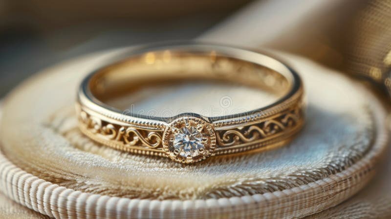 Vintage Diamond Engagement Ring Lying on the Table Stock Illustration ...