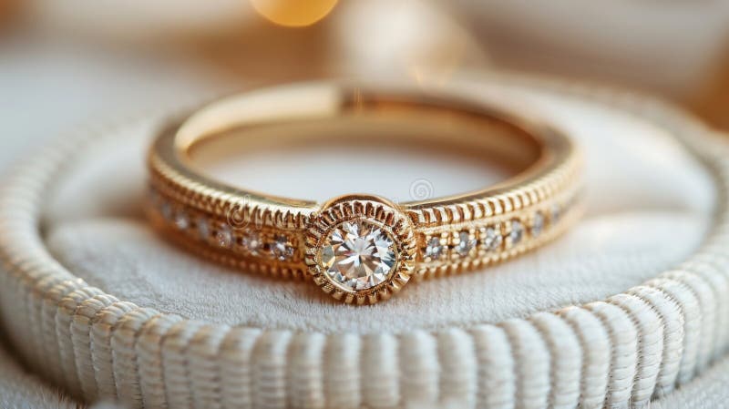 Vintage Diamond Engagement Ring Lying on the Table Stock Illustration ...