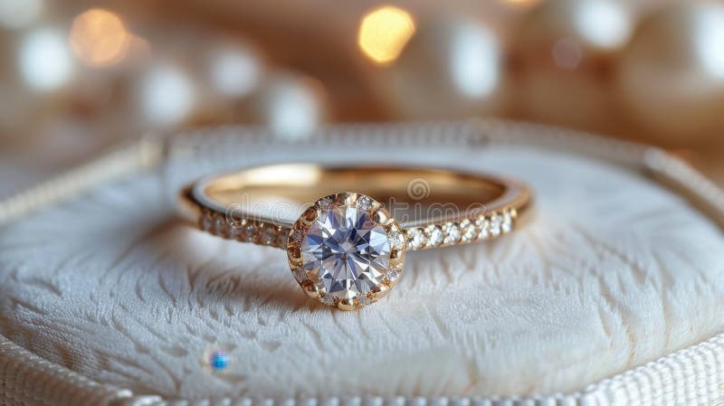 Vintage Diamond Engagement Ring Lying on the Table Stock Illustration ...