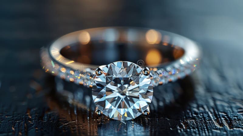 Vintage Diamond Engagement Ring Lying on the Table Stock Illustration ...