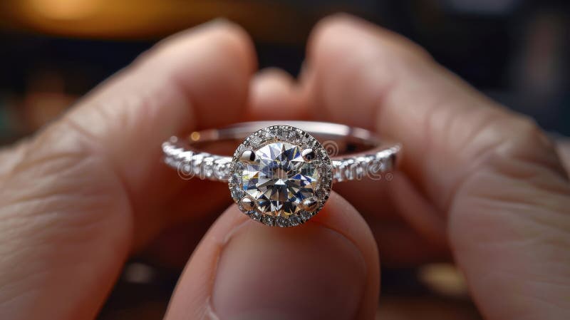 Vintage Diamond Engagement Ring Lying on the Table Stock Illustration ...