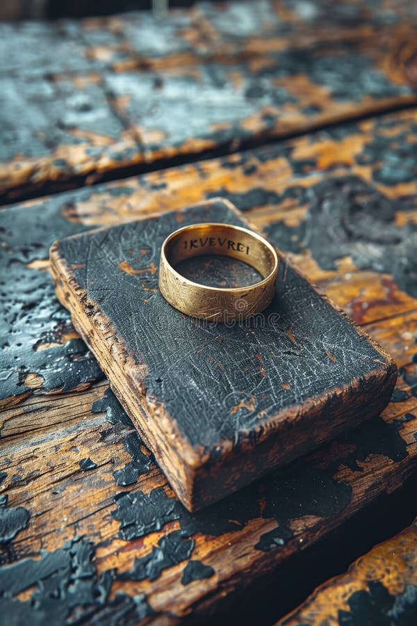 Vintage Diamond Engagement Ring Lying on the Table Stock Image - Image ...
