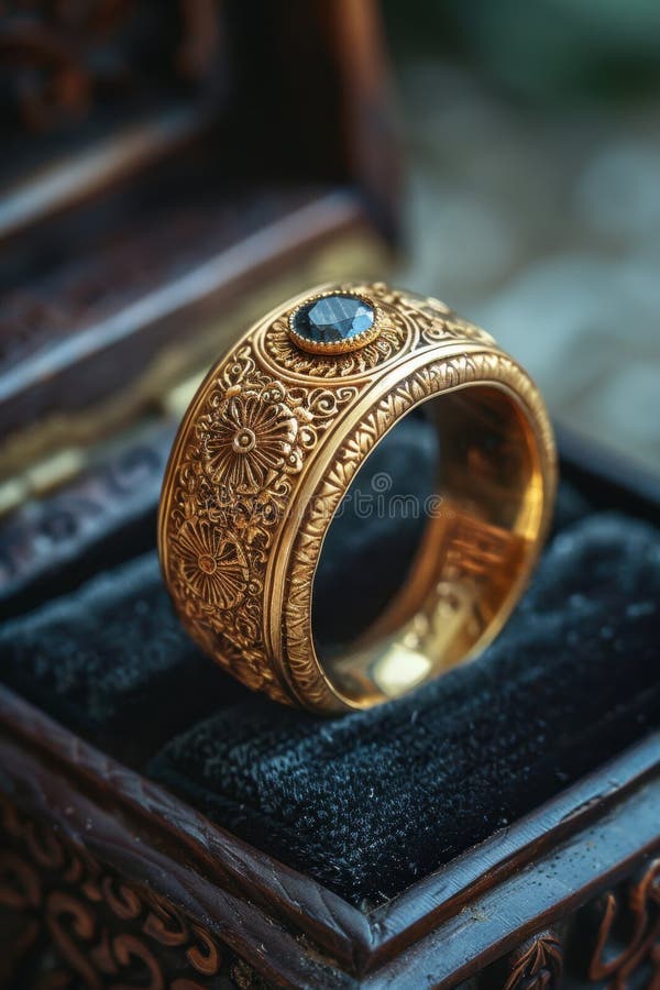 Vintage Diamond Engagement Ring Lying on the Table Stock Image - Image ...