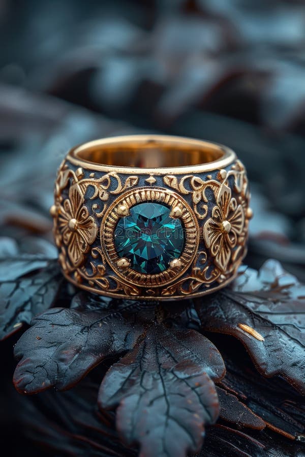 Vintage Diamond Engagement Ring Lying on the Table Stock Photo - Image ...