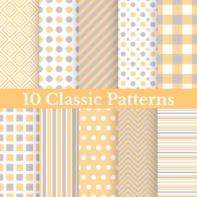 Vintage Different Vector Seamless Patterns Stock Vector - Illustration ...