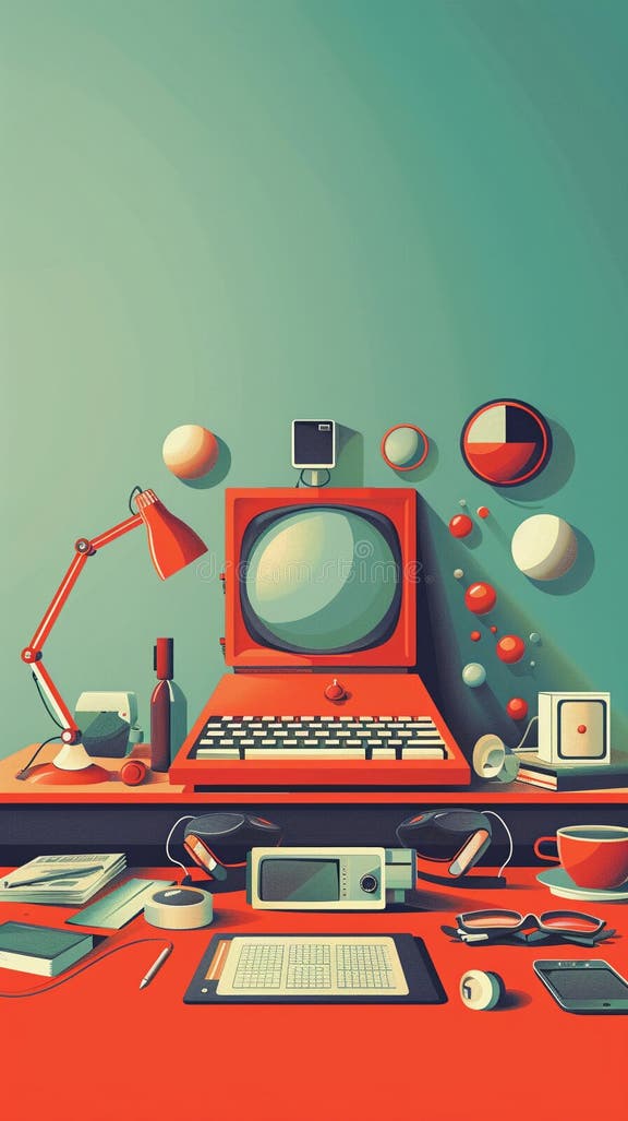 Vintage and Digital Gadgets on a Table, Comparing Past and Present ...