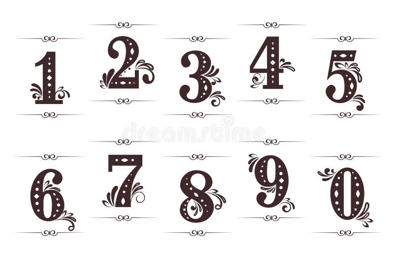 Vintage Numbers 1 10 Numbers Colourful Set In 3d Italic Vintage Style