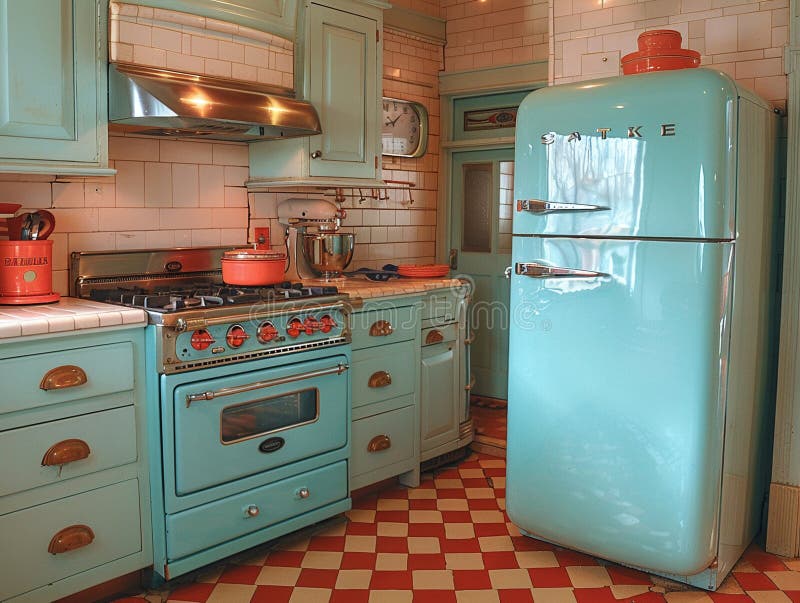 Vintage Diner-inspired Kitchen with Checkered Floors and Retro ...