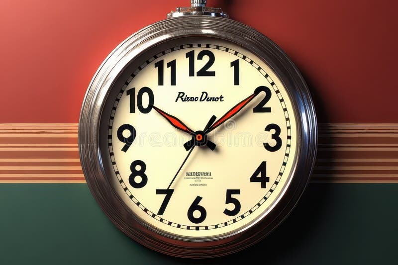 Vintage Diner Inspired Wall Clock - Elegant Colors Stock Illustration ...