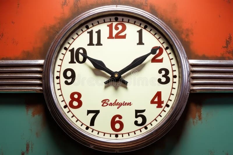 Vintage Diner-Inspired Wall Clock with Elegant Design and Colors Stock ...