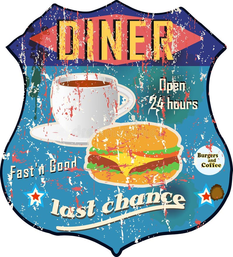 Vintage diner sign stock vector. Illustration of america - 39921231