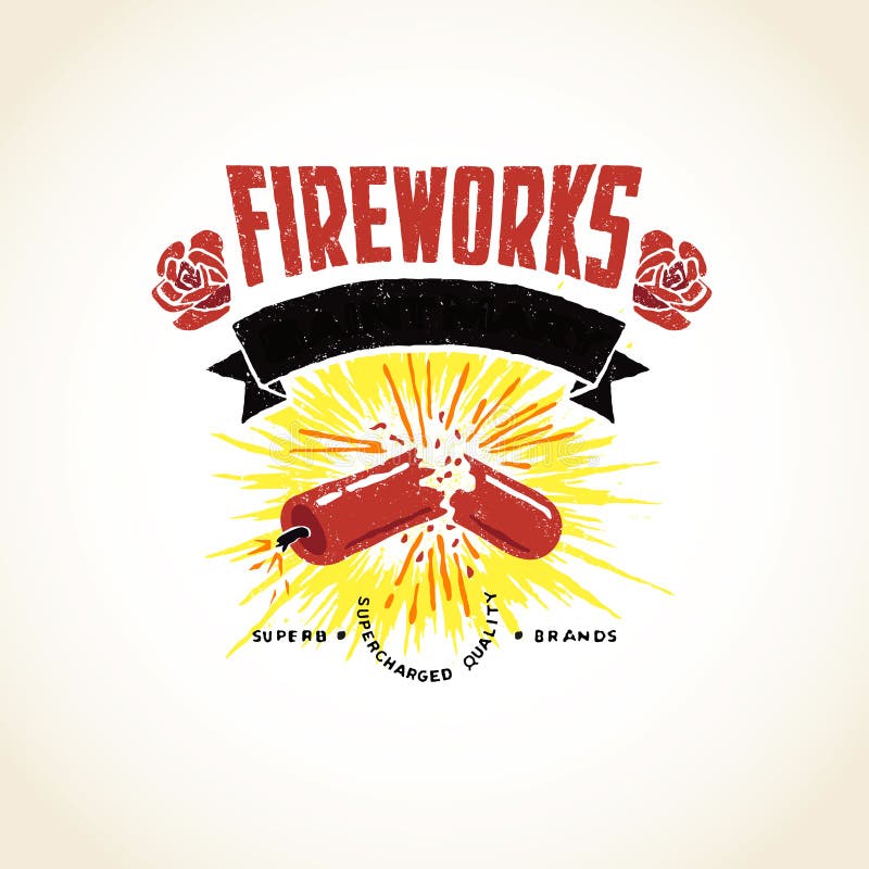 Vintage Distressed Fireworks Logo Seal Banner Stock Illustration ...