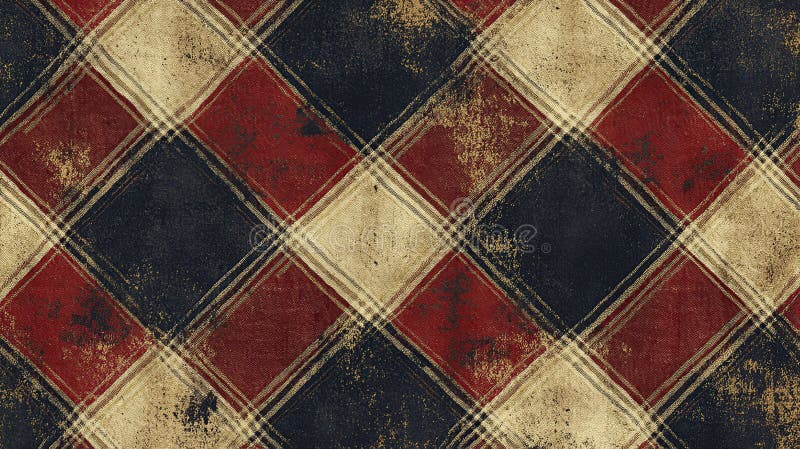 Vintage, Distressed Plaid Fabric Pattern Stock Photo - Image of cream ...