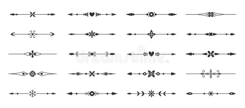 Vintage Divider Set Retro Line Text Page Separator Stock Vector ...
