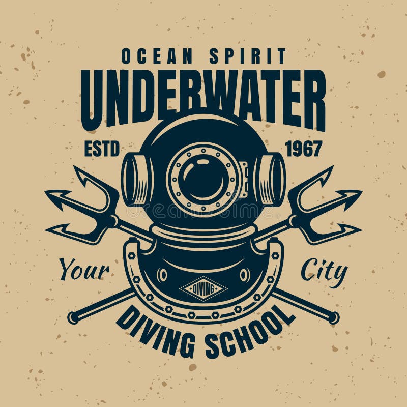 Vintage Diving Helmet Vector Emblem Template Stock Vector ...