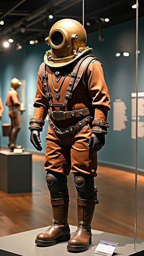 Vintage Diving Suit Display in Museum Exhibit Stock Photo - Image of depth, leather: 379608984