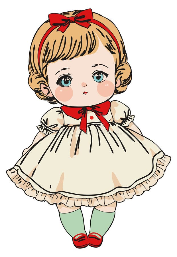 Vintage Doll. Vector Isolated Illustration Stock Vector - Illustration ...