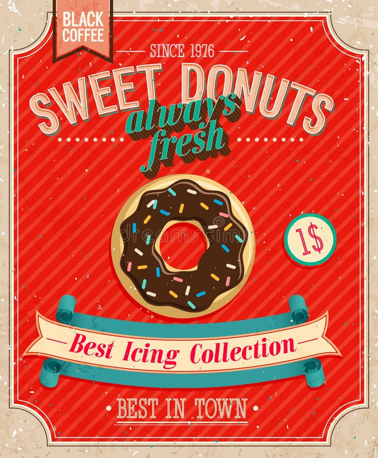 Vintage Donuts Poster. stock vector. Illustration of calligraphic ...