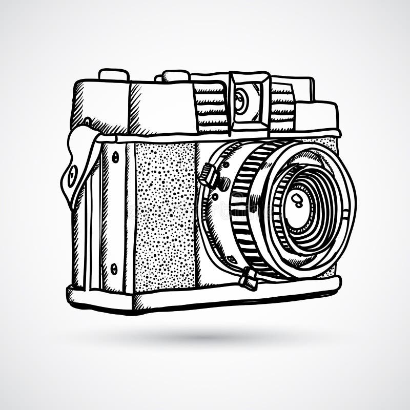 Cute Hand Drawn Vintage Camera Vector Illustration Stock Vector ...