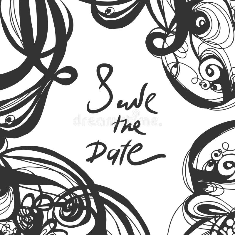Vintage Doodle Invitation. Save the Date Design Stock Vector ...