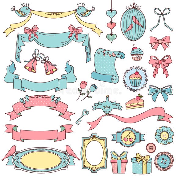 Vintage doodles stock vector. Illustration of cakes, hearts - 23685225