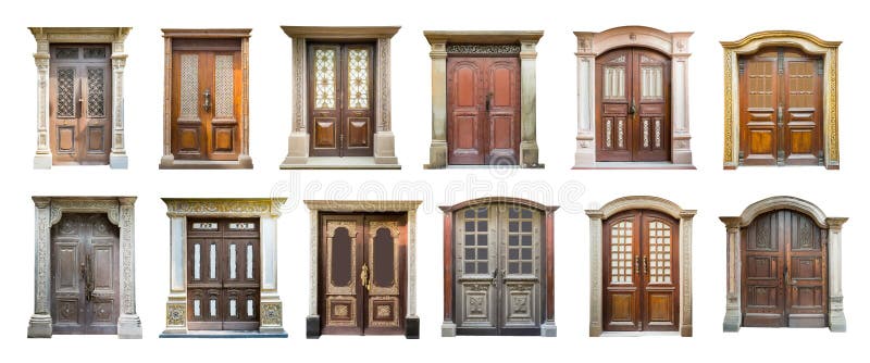 Vintage Doors Collection Isolated on Transparent Background. Stock ...