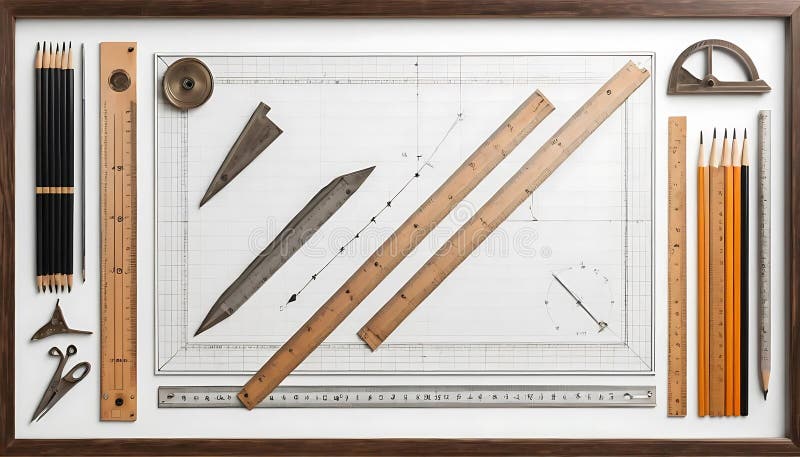 Vintage Drafting Tools and Equipment in a Wooden Frame: a Collection of ...