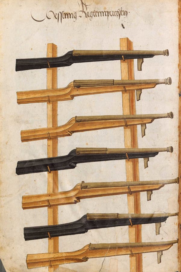 Vintage Drawing of German Early Medieval Artillery from the 15-16th ...