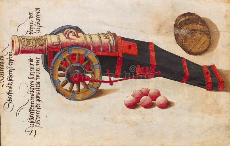 Vintage Drawing of German Early Medieval Artillery from the 15-16th ...