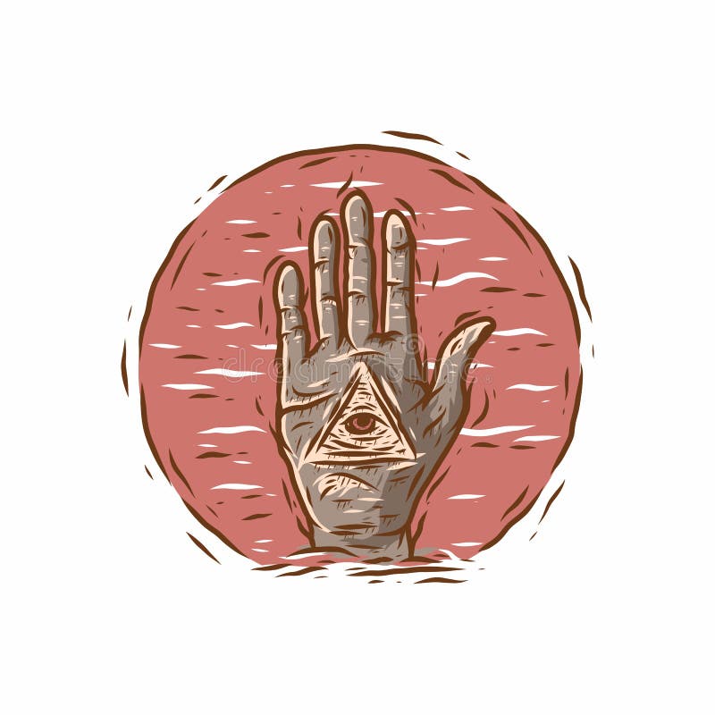 Vintage Drawing of Triangle Eye in Hand Stock Vector - Illustration of ...