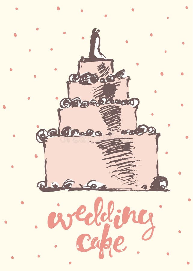 Vintage Drawn Wedding Cake Vector Illustration Stock Illustration ...
