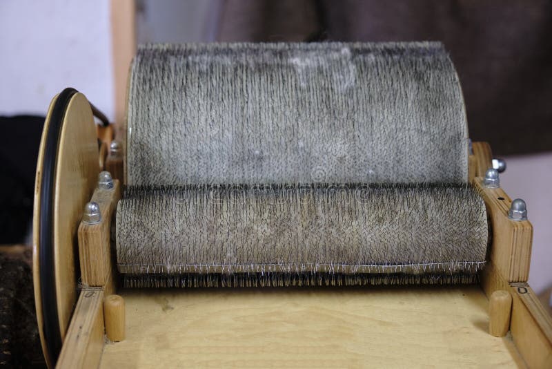Vintage Drum Carder for Hand Spinning Wool Stock Photo - Image of ...